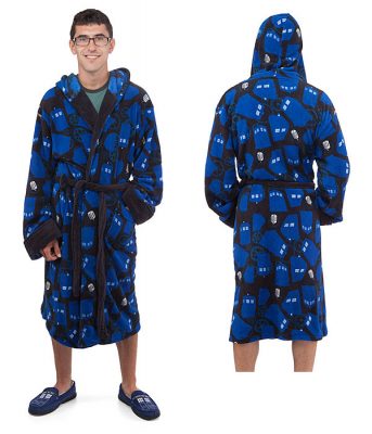 Doctor Who TARDIS and Gears Fleece Robe - GeekAlerts